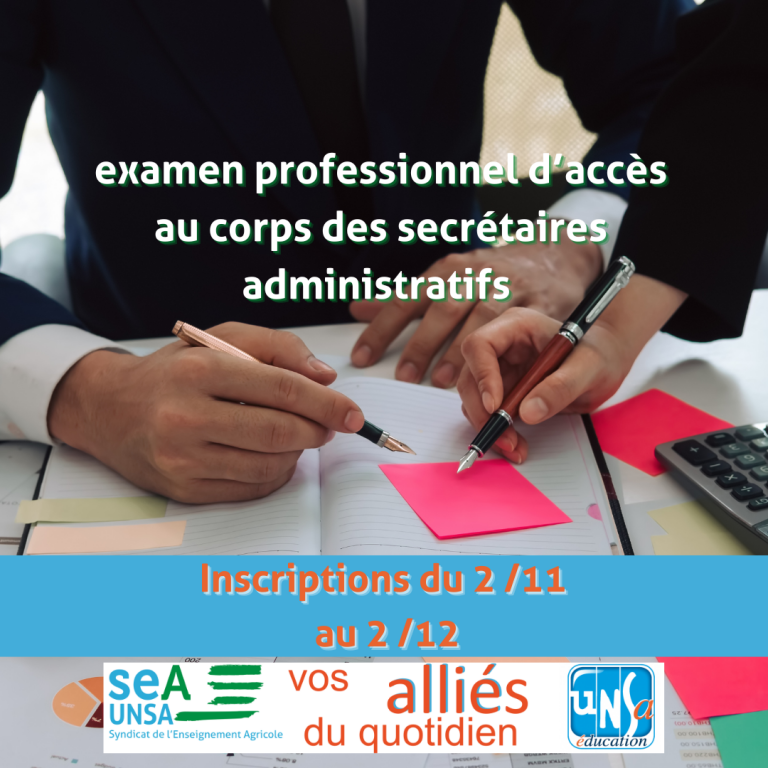examen professionnel d’accès au corps des secrétaires administratifs – SEA-UNSA